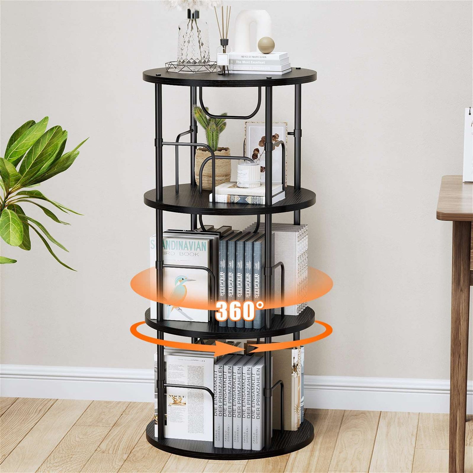 3-5 Tier Rotating Bookshelf - 360° Spinning Display - Flycity