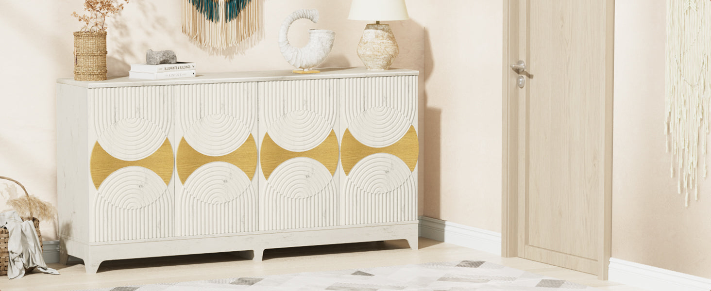 70 inch White Sideboard Buffet Cabinet - Flycity