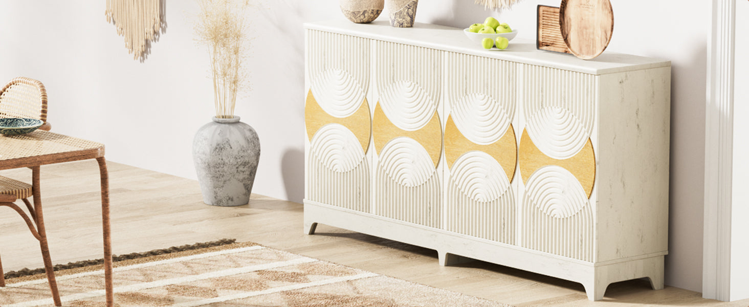 70 inch White Sideboard Buffet Cabinet - Flycity