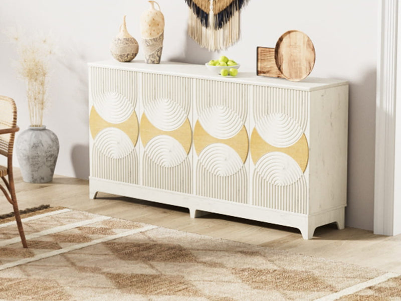 70 inch White Sideboard Buffet Cabinet - Flycity