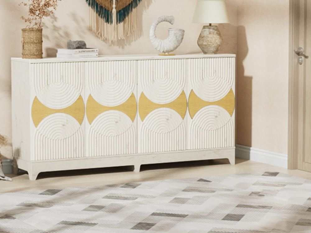 70 inch White Sideboard Buffet Cabinet - Flycity