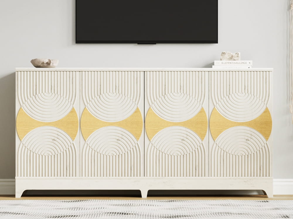 70 inch White Sideboard Buffet Cabinet - Flycity