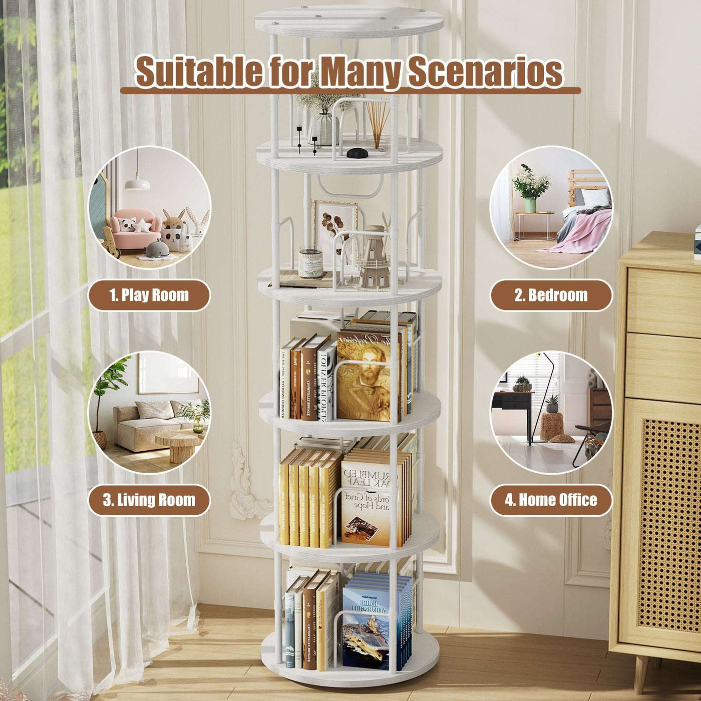 Black Rotating Bookshelf - 360° Display Bookshelf - Flycity